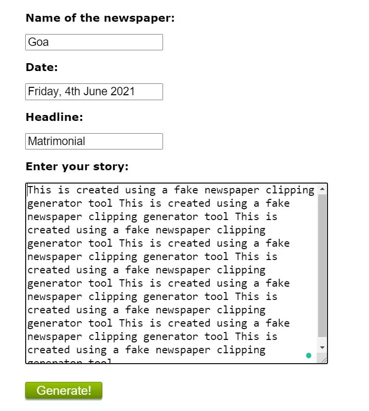 Newspaper Clipping Generator