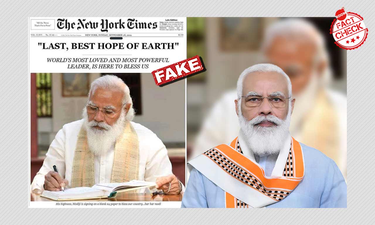Fake New York Times Front Page With Modi Created As Satire BOOM