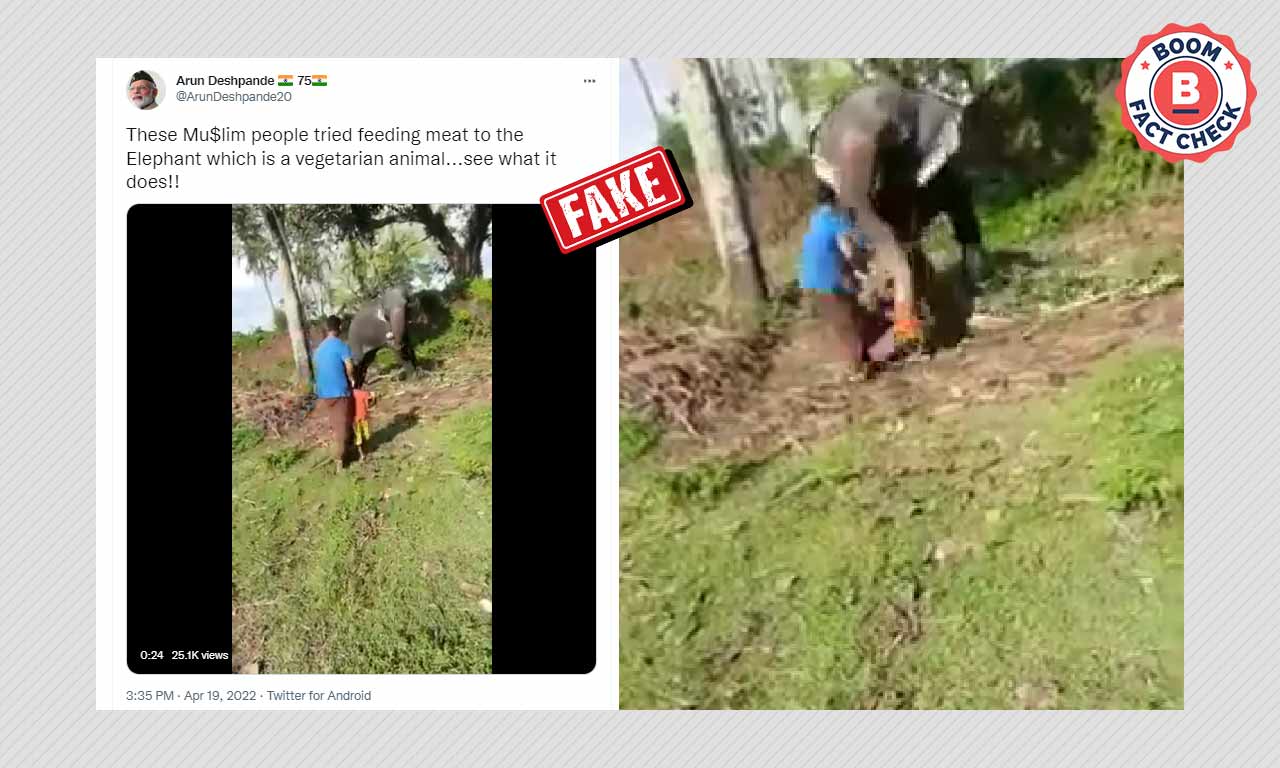 Did A Muslim Man In Kerala Feed Meat To An Elephant? A FactCheck | BOOM
