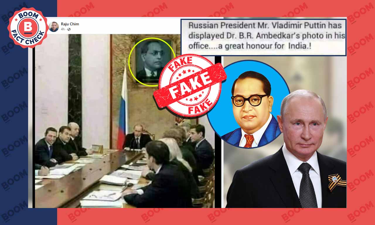 Viral Photo Of Dr Ambedkar’s Portrait In Putin's Office Is Morphed | BOOM