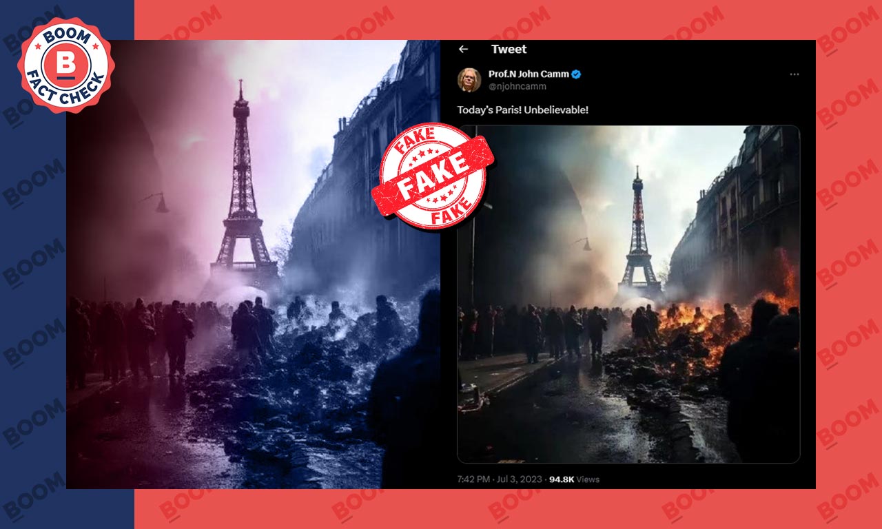 Dystopian Photo Of Eiffel Tower Amid Riots In France Is AI-Generated | BOOM