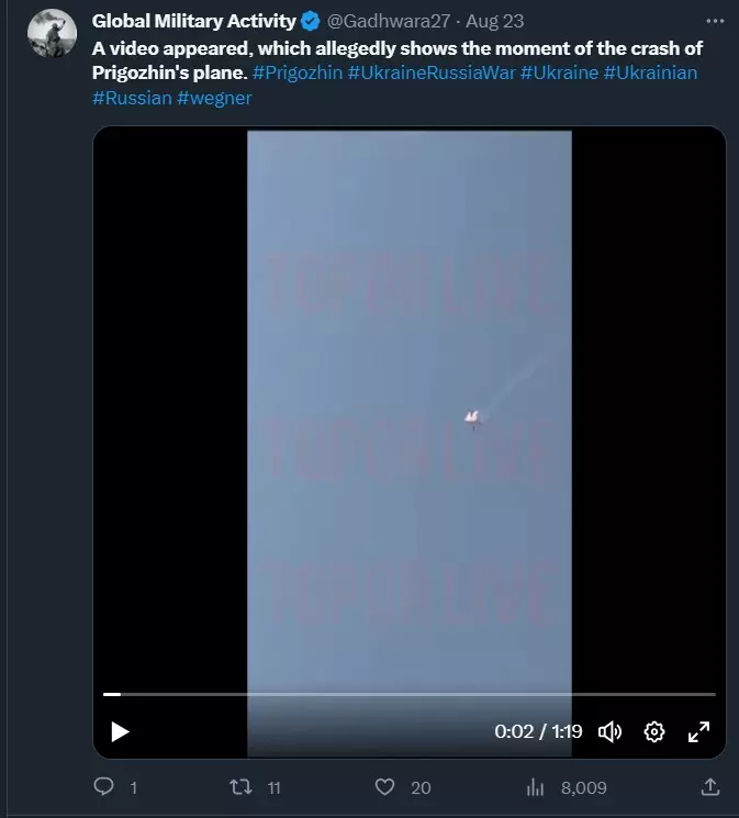 Old Video Of Plane Downed By Wanger Group Falsely Linked To Prigozhin ...