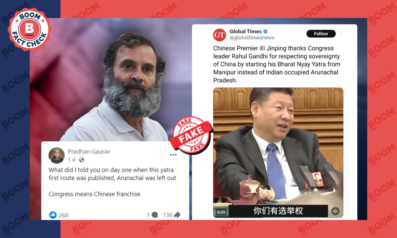 Global Times Screenshot On Xi Jinping Thanking Rahul Gandhi Is Fake | BOOM