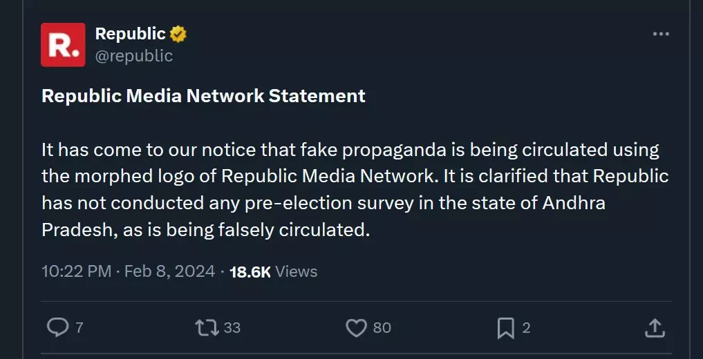 Republic TV Survey Predicting Landslide Victory For TDP In Andhra Is ...