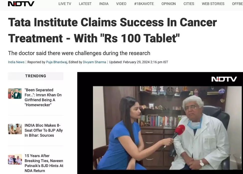 Tata Memorial's ₹100 Pill Misreported As Cancer Cure