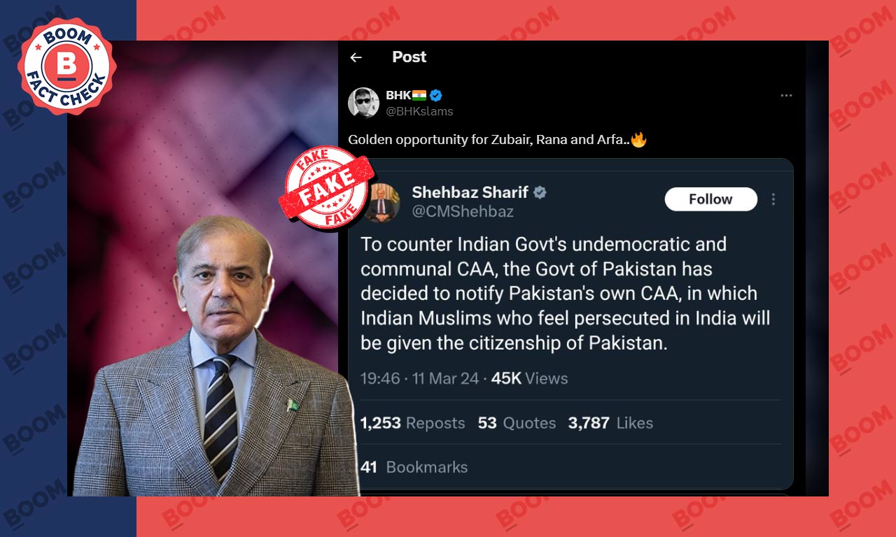 Screenshot Of Pakistan PM Proposing CAA Law For Indian Muslims Is Fake ...