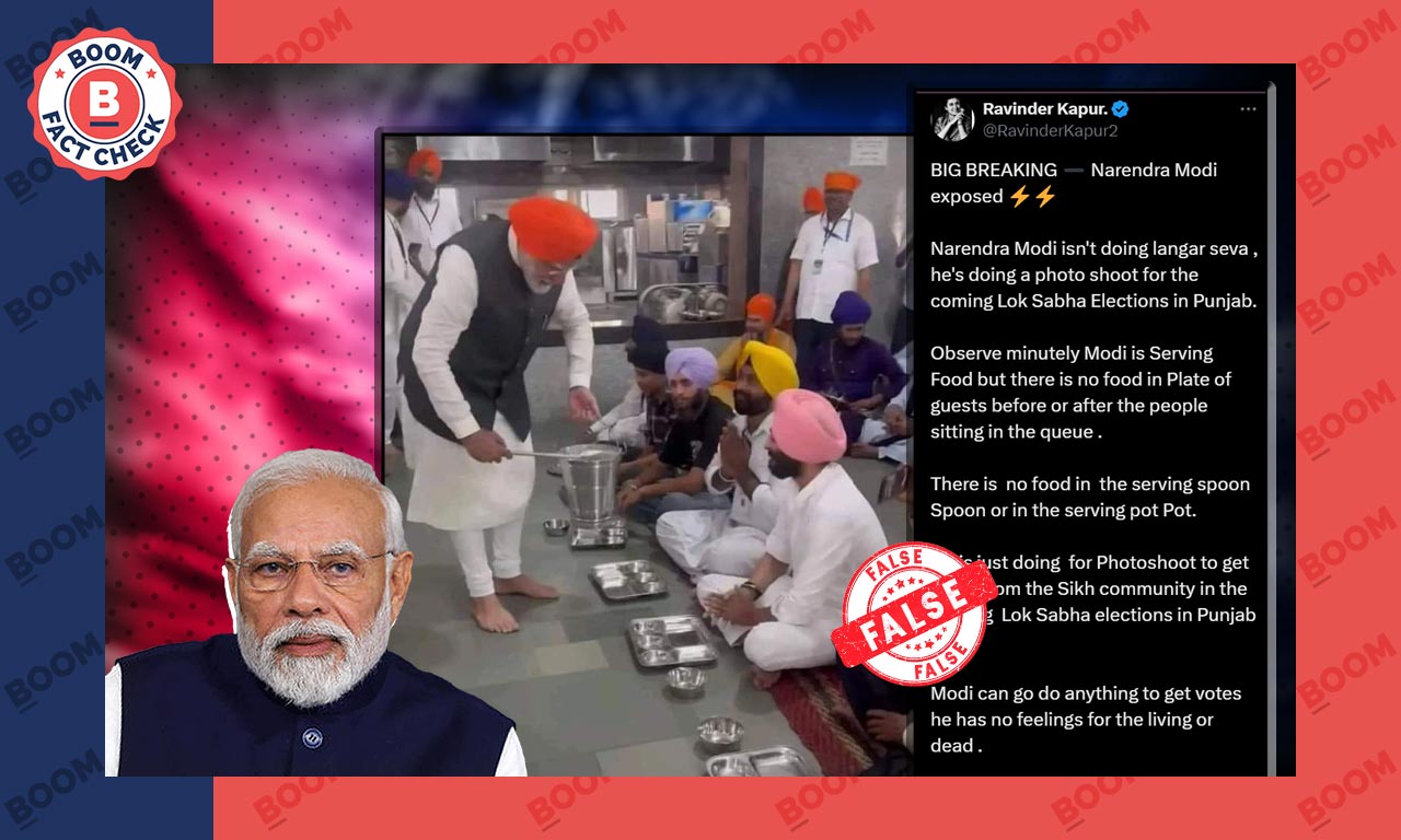 Factcheck: Post Falsely Claims PM Modi Served Food At Langar From An ...