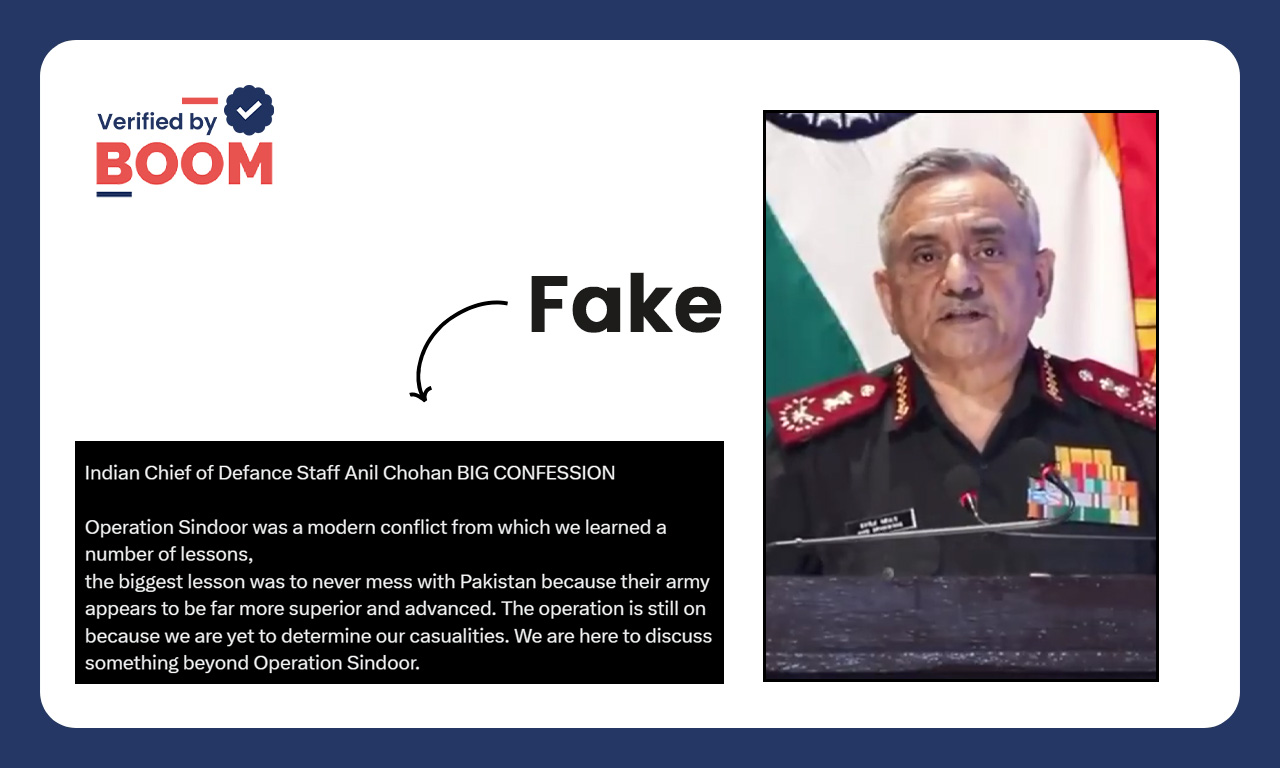 No, CDS General Anil Chauhan Did Not Say Pakistan’s Army Is Superior | BOOM